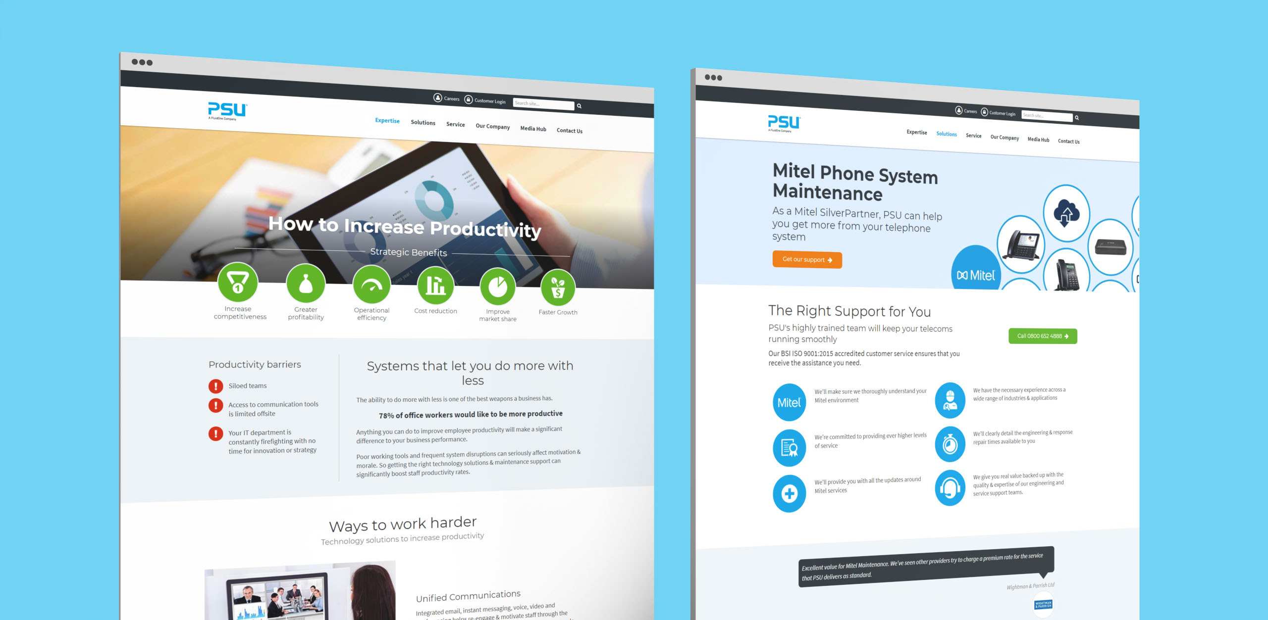 Website design and creation for a business technology company, PSU.