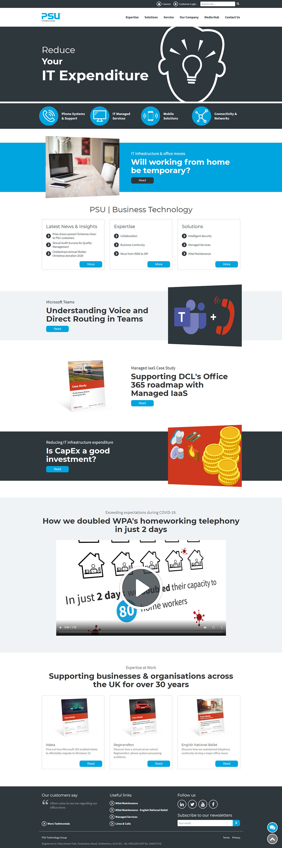 Website design and creation for a business technology company, PSU.