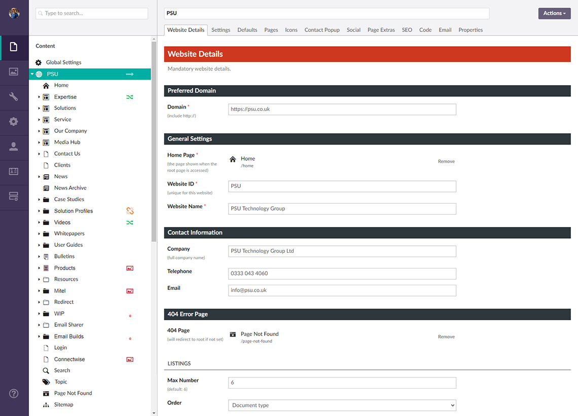 Developing the PSU website in Umbraco.